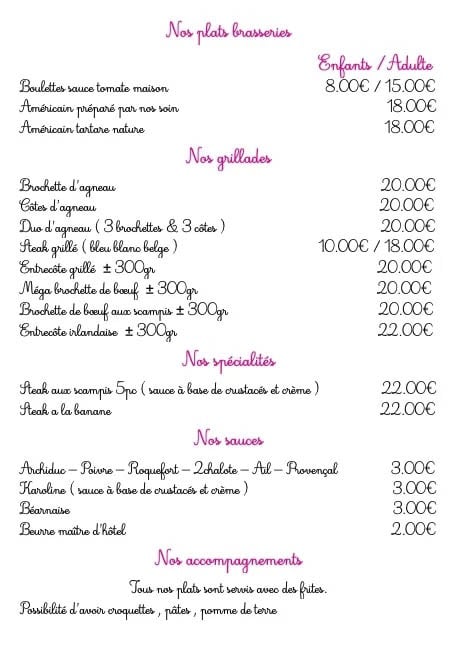 Notre menu à Tamines - Restaurant Karoline